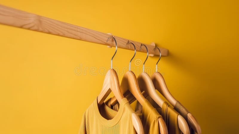 Studio Shot of Wooden Hangers on Minimalistic. Generative Ai Stock ...