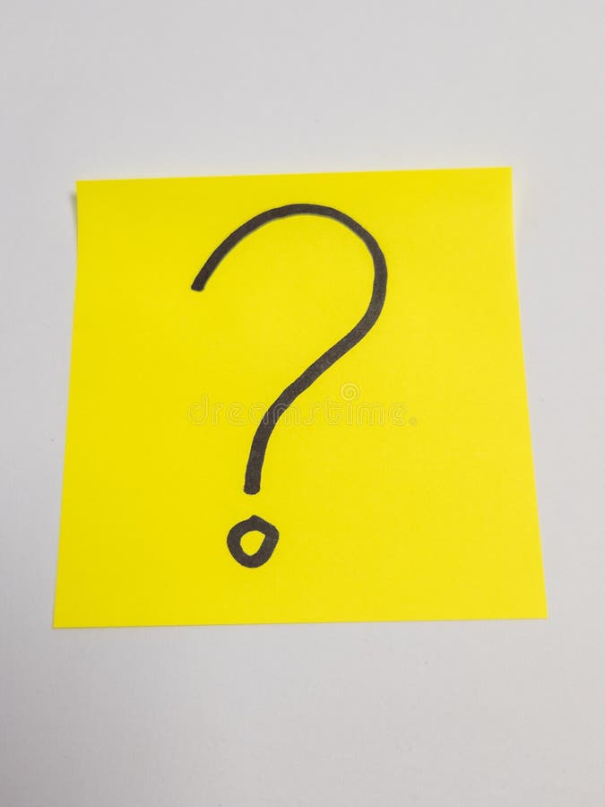Yellow Sticky Note with Black Question Mark for Reminder or Idea Stock ...