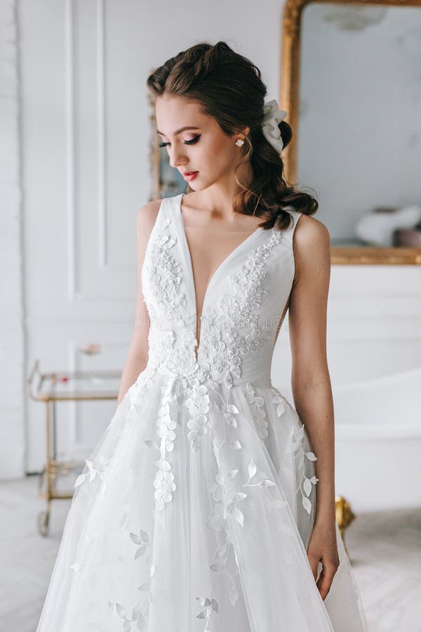 Studio Shot of Young Beautiful Bride. Wedding Stock Photo - Image of ...