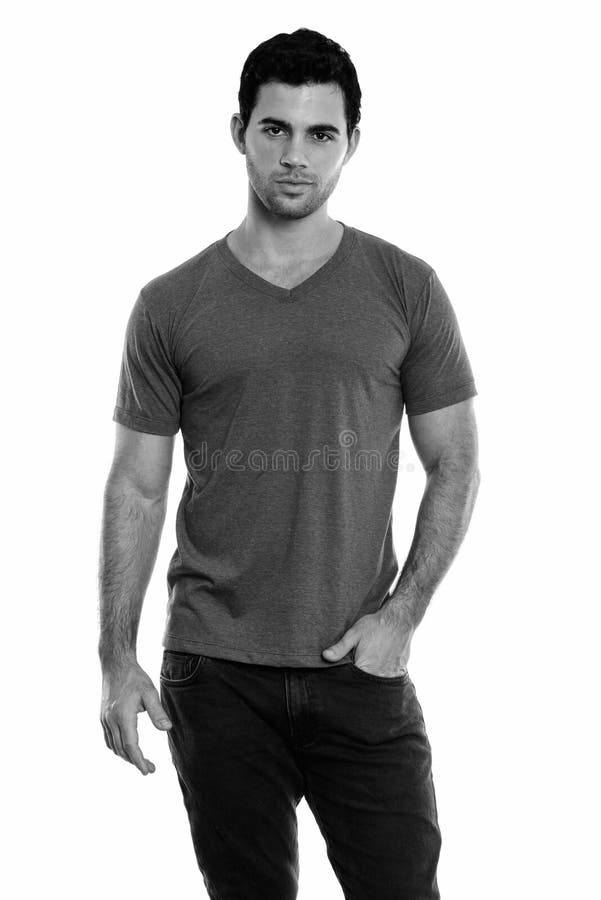 Studio Shot of Young Handsome Hispanic Man Standing while Posing Stock ...