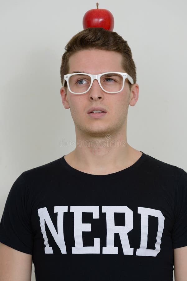 Portrait of Happy Young Handsome Nerd Man Stock Photo - Image of person ...
