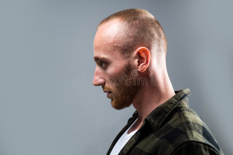 Studio Shot of Young Man Looking Away. Profile Face of Handsome Guy ...