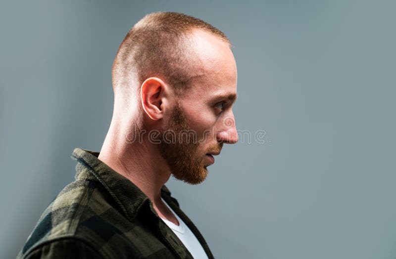 Studio Shot of Young Man Looking Away. Profile Face of Handsome Guy ...