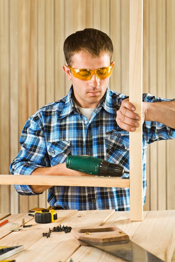 Young Men Works with Screwdriver Stock Photo - Image of pencil ...