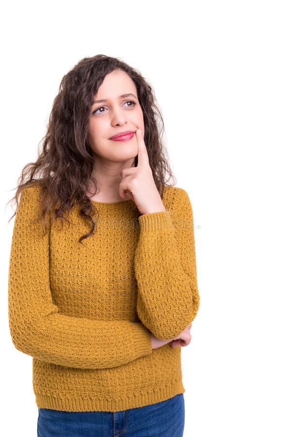 Hum... Let Me Think about this Stock Image - Image of brunette, concept ...