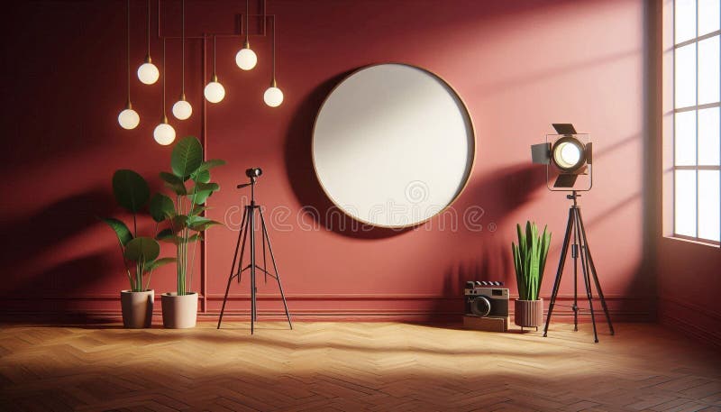 Studio Showcase Red Background with Shadow Play Stock Image - Image of ...