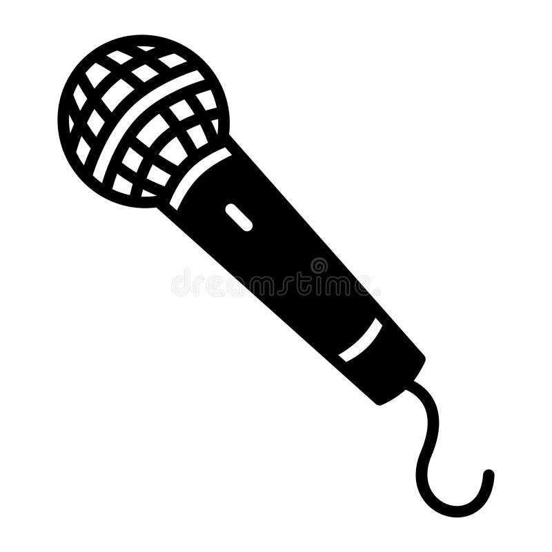 Singer with Microphone, Graphic Black and White Drawing Stock ...