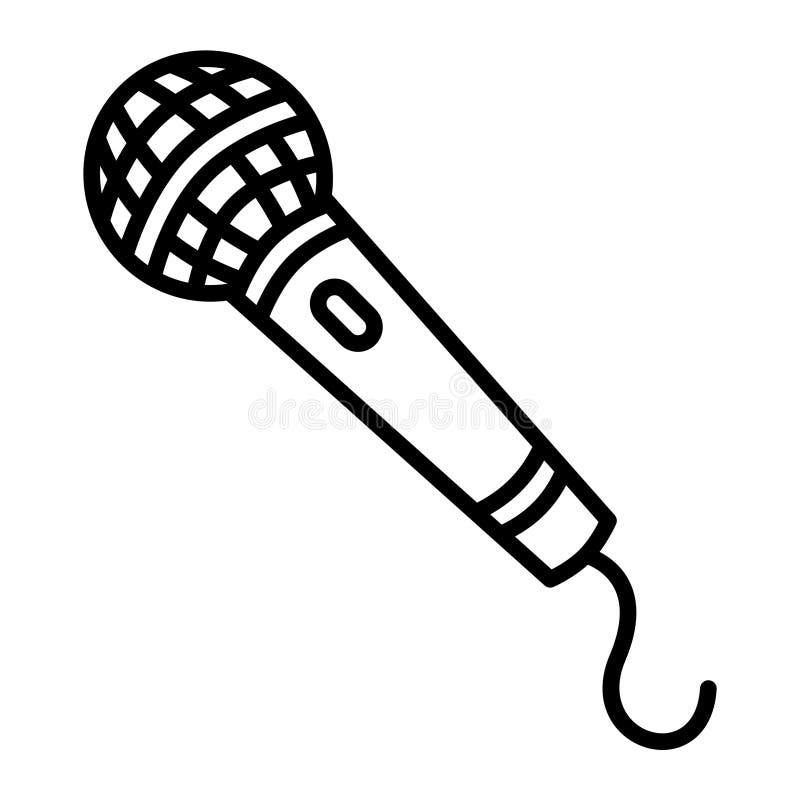 Singer with Microphone, Graphic Black and White Drawing Stock ...