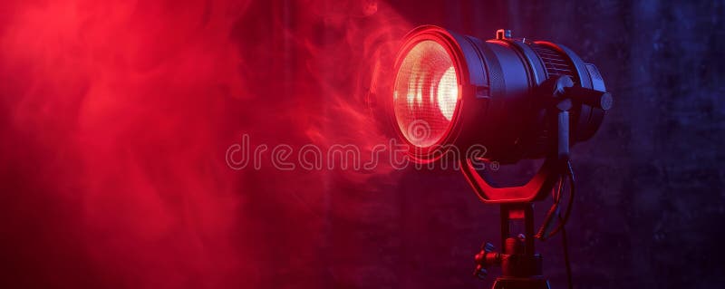 Studio Spotlight with Red Fog Effect, Dramatic Lighting Concept Stock ...