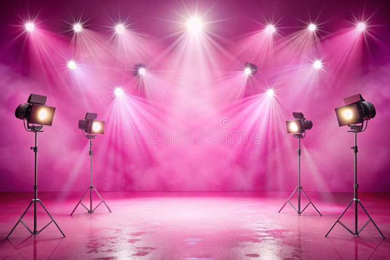 Studio Stage Lighting with Pink Pastel Color for Display Stock ...