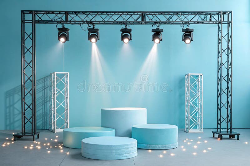 Studio Stage Lighting with Pastel Blue Tone Stock Illustration ...