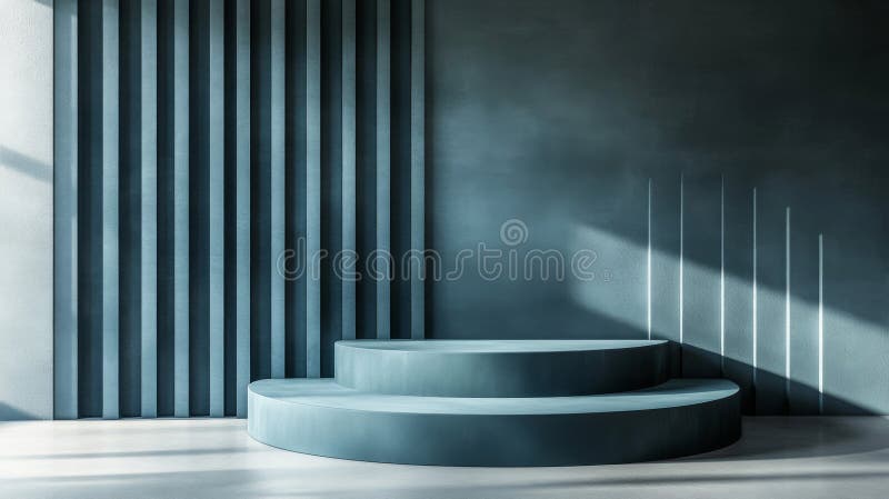Studio Stage with Striped Background and Elegant Three Dimensional ...