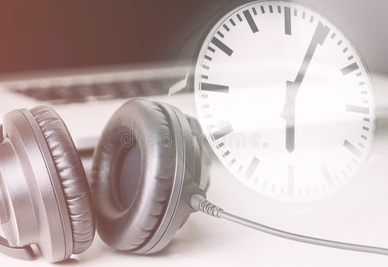 Studio Time Concept with Computer Studio and Clock Stock Image - Image ...