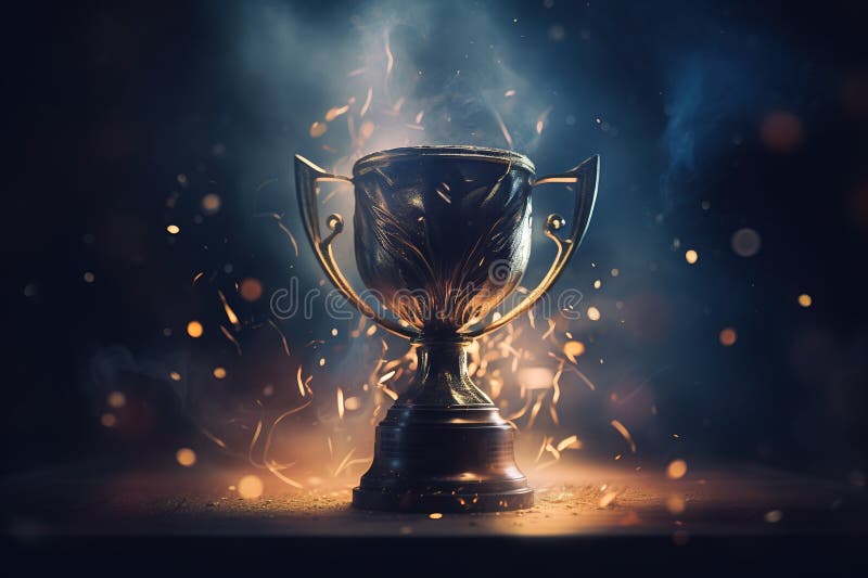 Studio Trophy in Bright Light with Blurred Sparks Stock Illustration ...