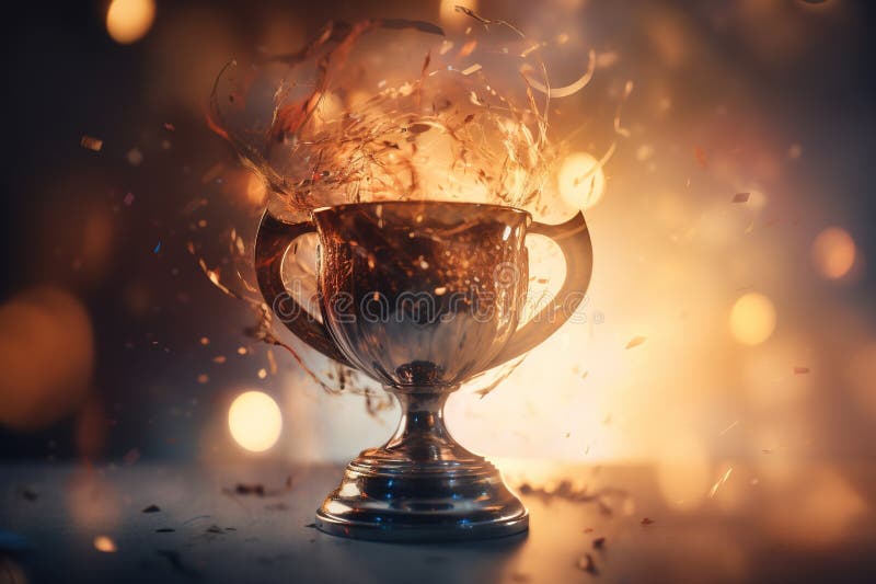 Studio Trophy in Bright Light with Blurred Sparks Stock Illustration ...