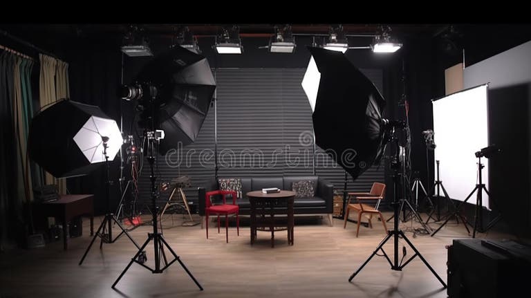 Studio Video Production Lighting Set. Generative AI Stock Illustration ...