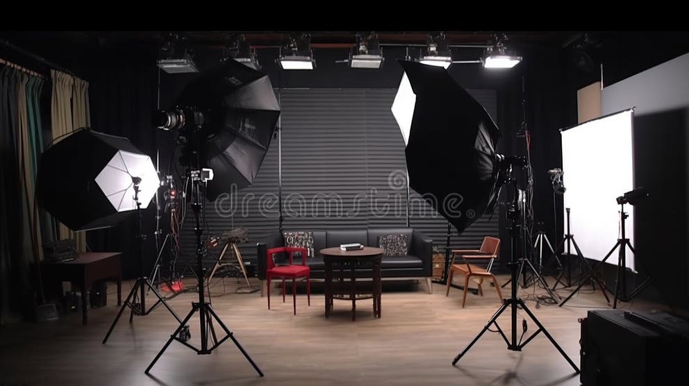 Studio Video Production Lighting Set. Generative AI Stock Illustration ...