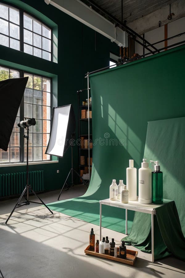 Wall Interior with Dark Green Background for Product Display Stock Illustration - Illustration ...