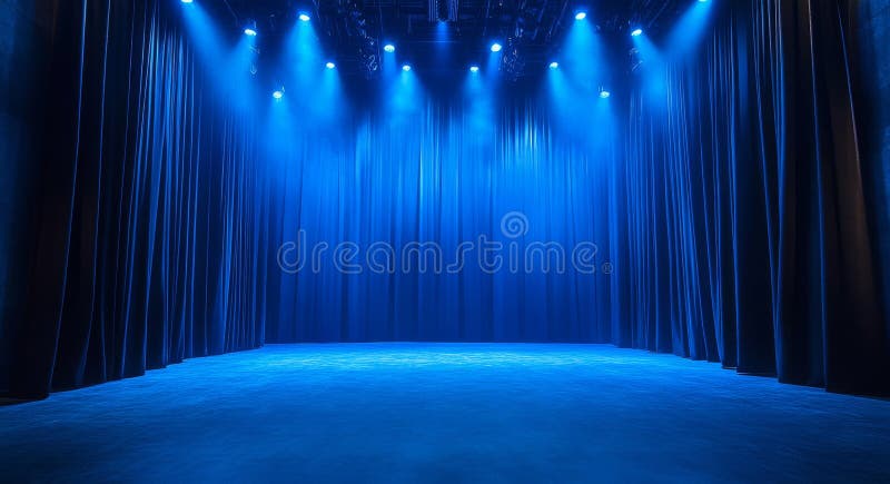 Studio Wall with a Blue Background for Interview Recordings. Stock ...