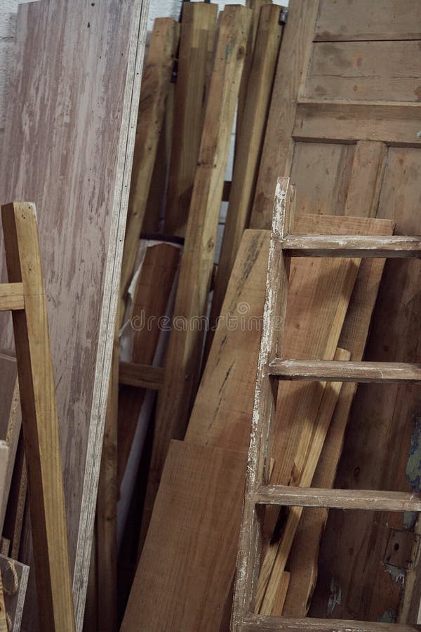Studio with Wooden Door Frames in Different Shapes and Sizes Stock ...