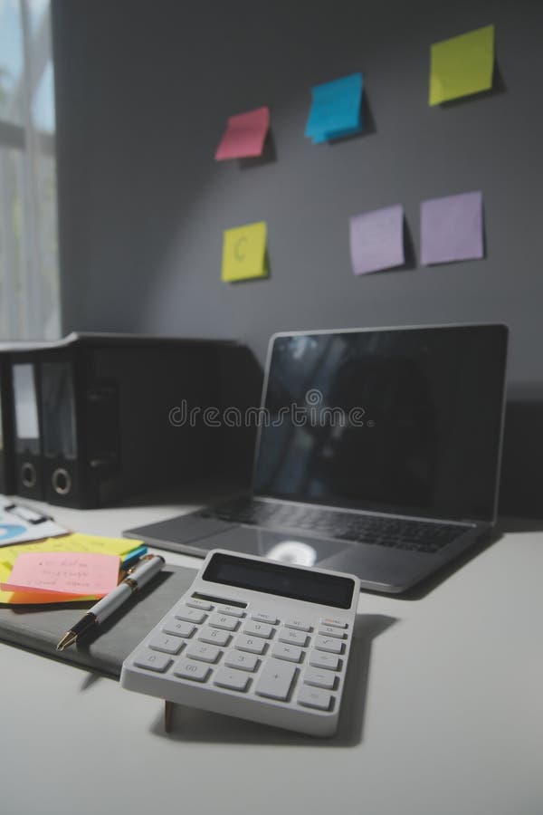 Studio Workspace with Laptop Computer and Office Supplies. Work from ...