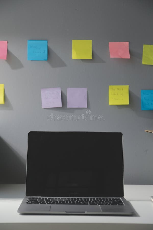 Studio Workspace with Laptop Computer and Office Supplies. Work from ...