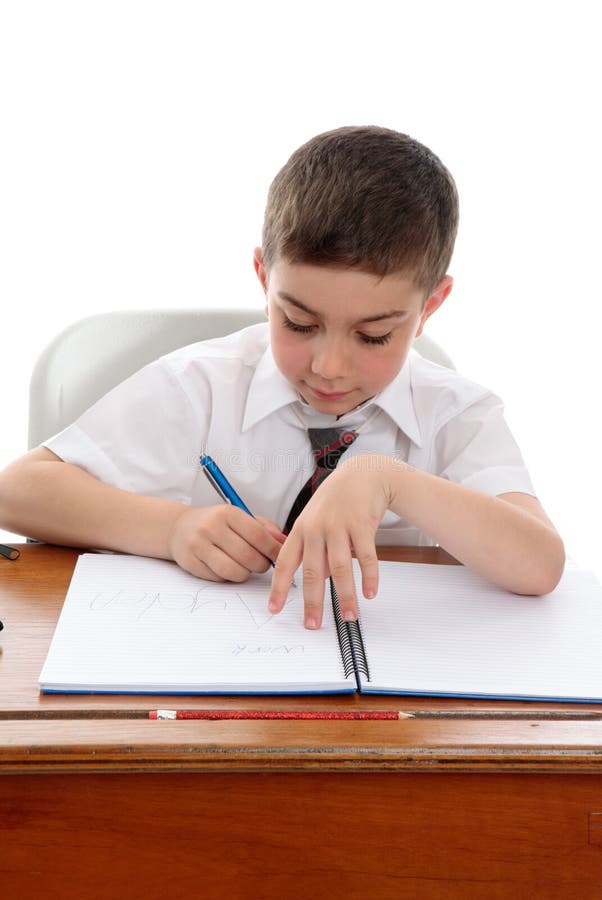 Studious Boy Doing School Work Stock Image - Image of school, classroom ...