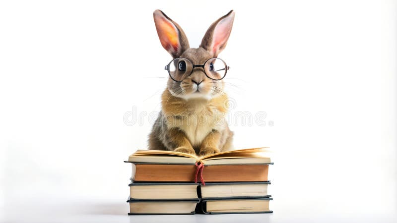 A Studious Bunny with a Book and Glasses AI Generated Stock ...