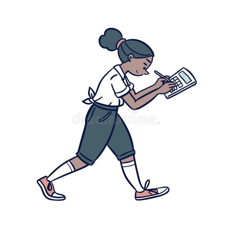 Studious Girl with High Ponytail Stock Vector - Illustration of happy ...