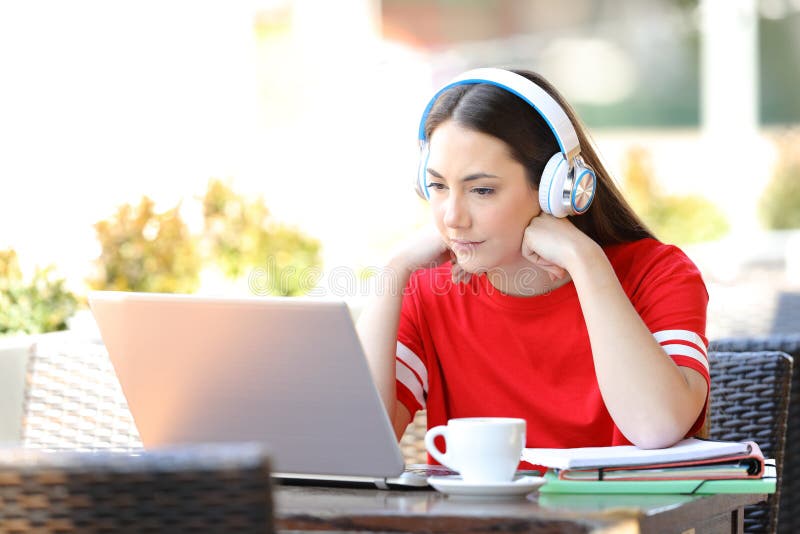 Man E-learning Watching Tutorials Online Stock Image - Image of ...