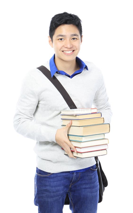 College Student Isolated on White Background Stock Photo - Image of ...