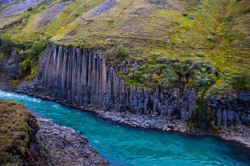 Studlafoss and Studlagil Basalt Rock Columns Canyon Dramatic Landscape ...