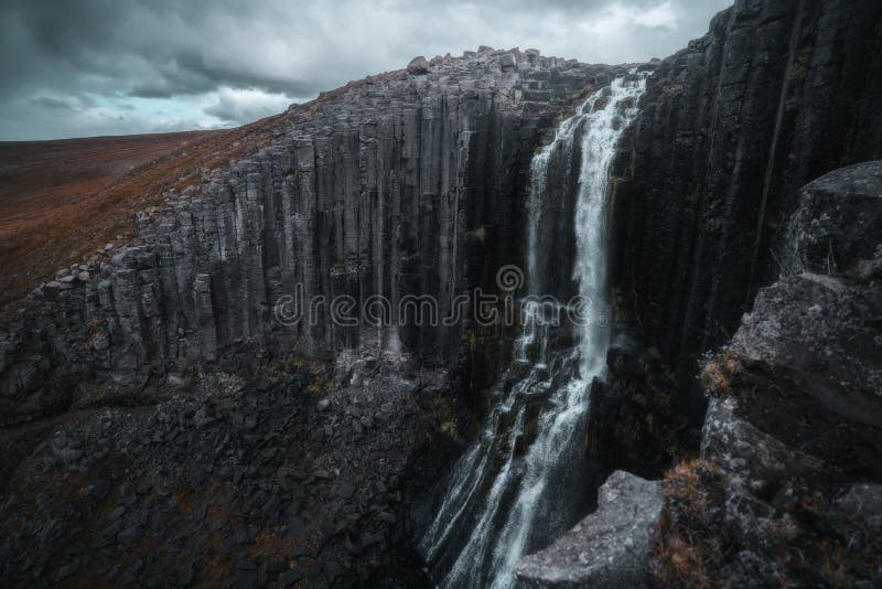 Studlafoss Waterfall in East Iceland Stock Photo - Image of scene ...