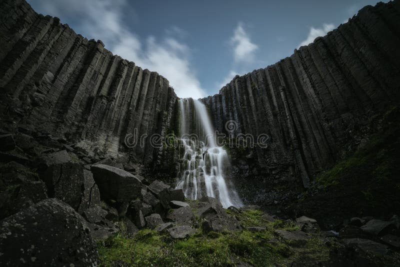 Studlafoss Waterfall with Basalt Columns in Iceland Stock Image - Image ...