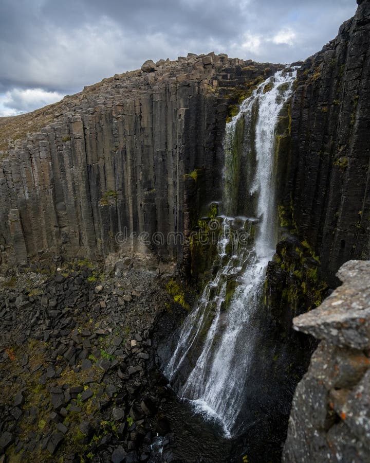 Studlafoss Waterfall in East Iceland Stock Photo - Image of scene ...