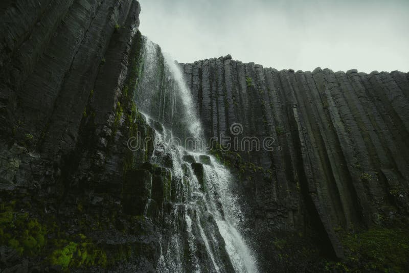 Studlafoss Waterfall with Basalt Columns in Iceland Stock Photo - Image ...