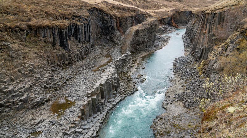 Studlagil Basalt Canyon Rare Volcanic Column Formations Iceland Stock ...
