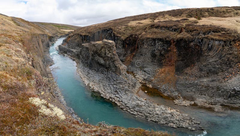 Studlagil Basalt Canyon Rare Volcanic Column Formations Iceland Stock ...