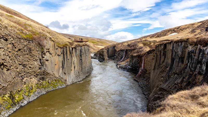 Studlagil Canyon (the Basalt Canyon) Landscape View of the Ravine with ...