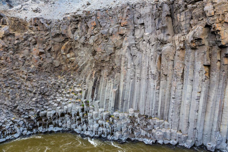 Studlagil Canyon, View of the Vertical Hexagonal Basalt Columns ...
