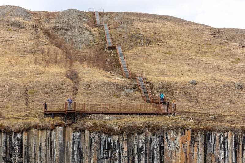 Observation Deck in Studlagil Canyon (the Basalt Canyon) View of the ...