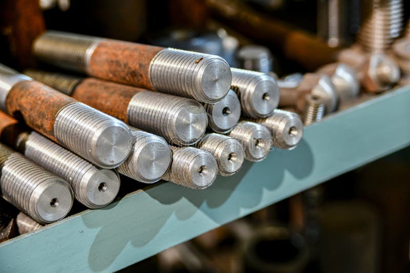 Studs with Thread on Both Sides, Turned on a Lathe Stock Image - Image ...