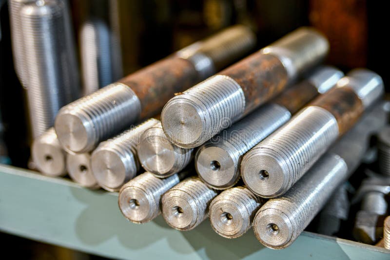 Studs with Thread on Both Sides, Turned on a Lathe Stock Photo - Image ...