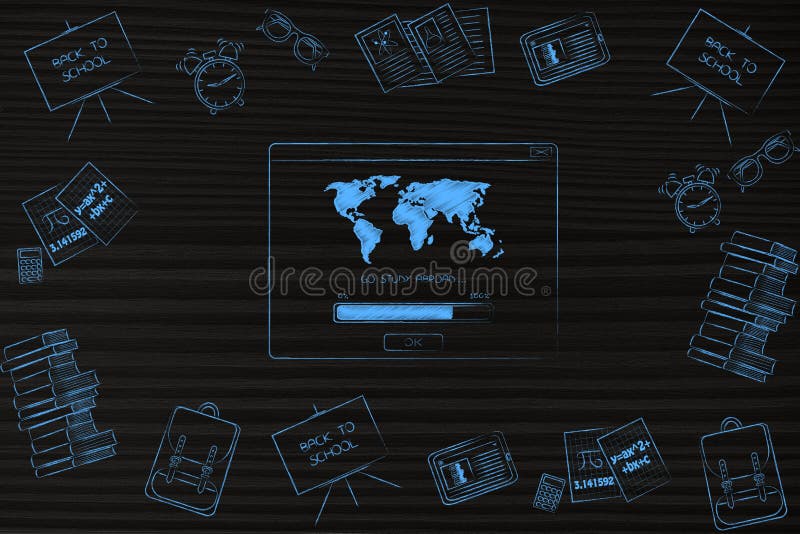 Study Abroad Pop-up with World Map Loading Surrounded by Mixed S Stock ...