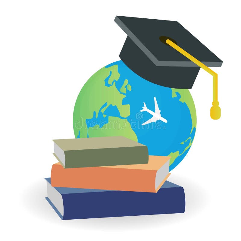Planet Earth Globe with Books, Plane and a Graduation Cap, Study Abroad ...