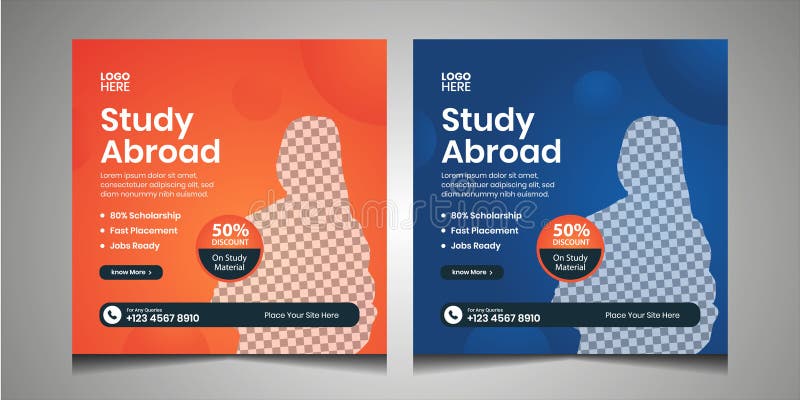 Study Abroad Educational Social Media Post Design Template for College ...