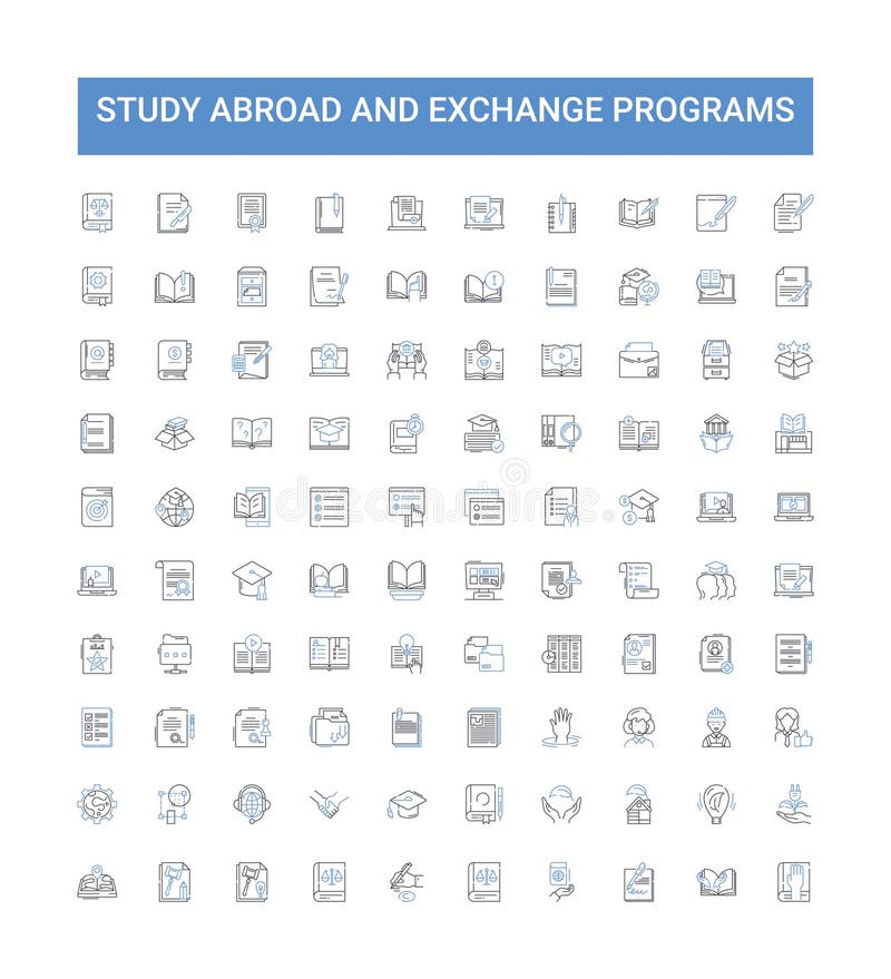 Study Abroad and Exchange Programs Outline Icons Collection. Exchange ...