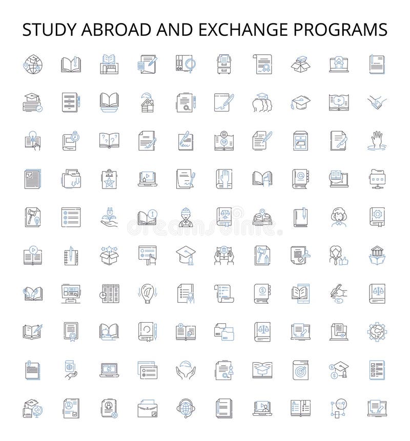 Study Abroad and Exchange Programs Outline Icons Collection. Exchange ...