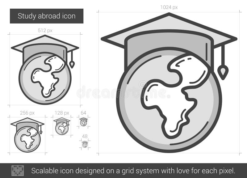 Study abroad line icon. stock vector. Illustration of draw - 83922323