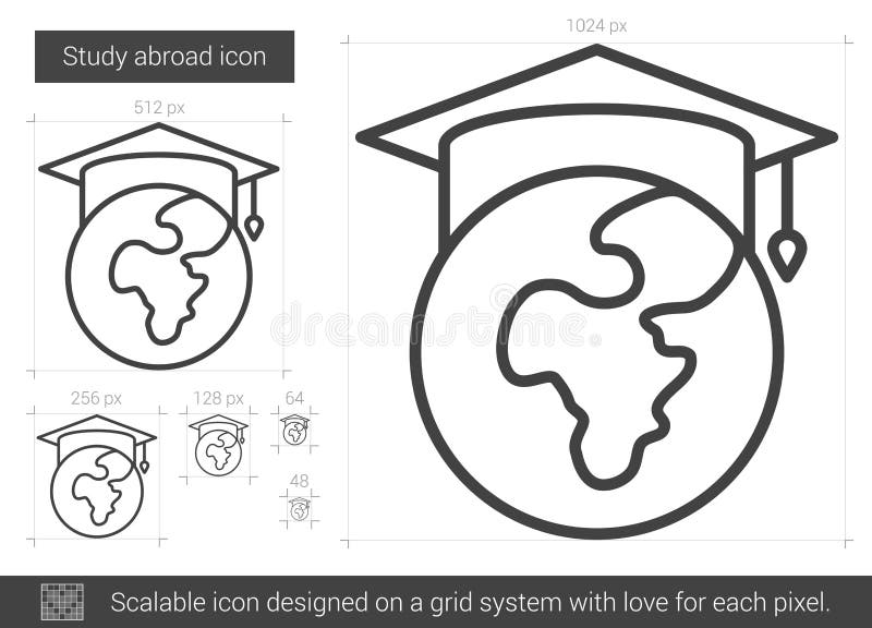 Study abroad line icon. stock vector. Illustration of knowledge - 94419599